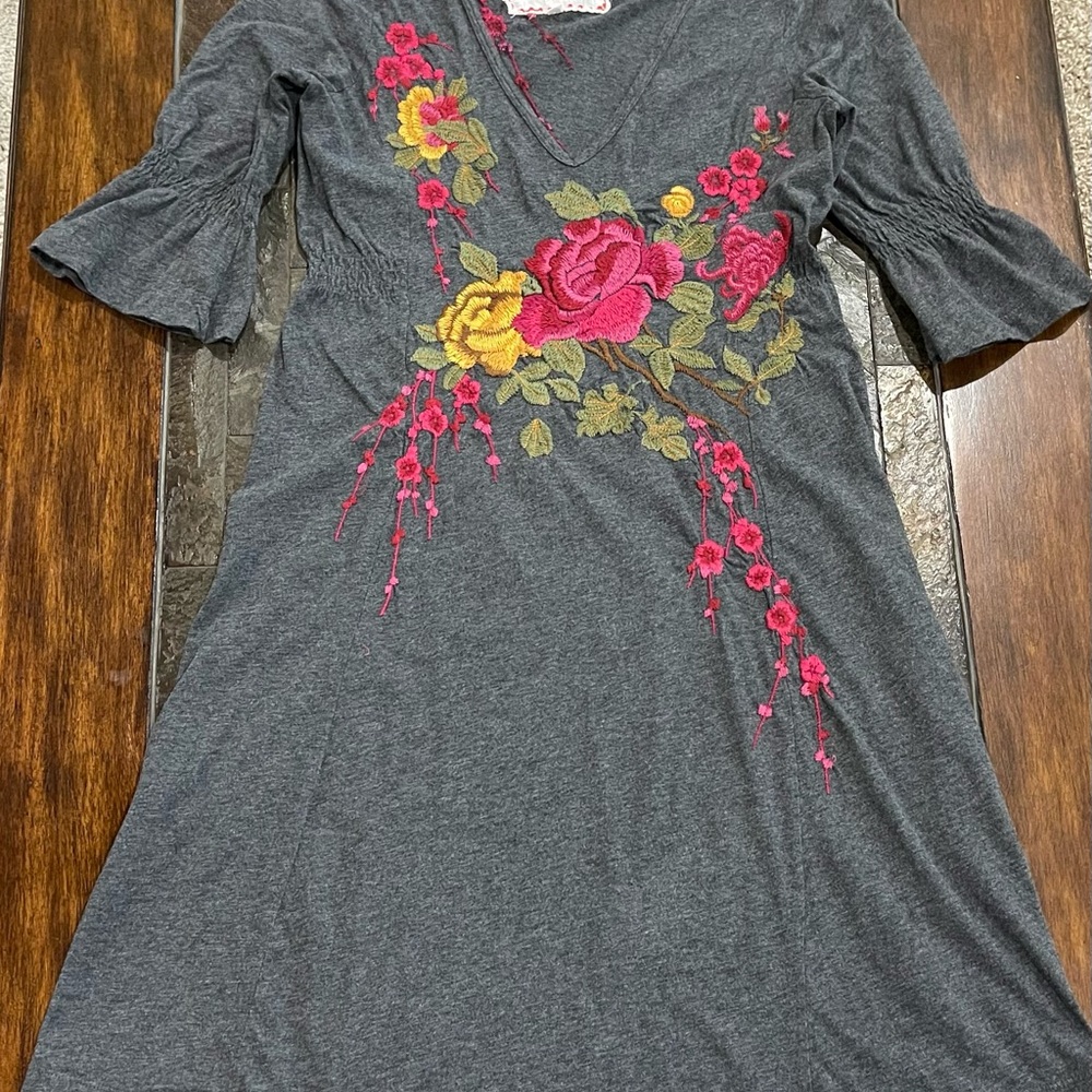 Johnny Was Roses Embroidered Dress - Gem